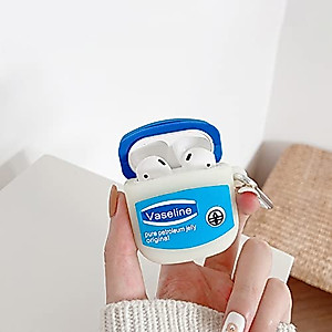 Compatible with Airpod Case Cute,3D Cartoon Cute Design Silicone for Airpod 1/2 Case for Kids/Girls/Teens Boys (Skin Cream Blue)