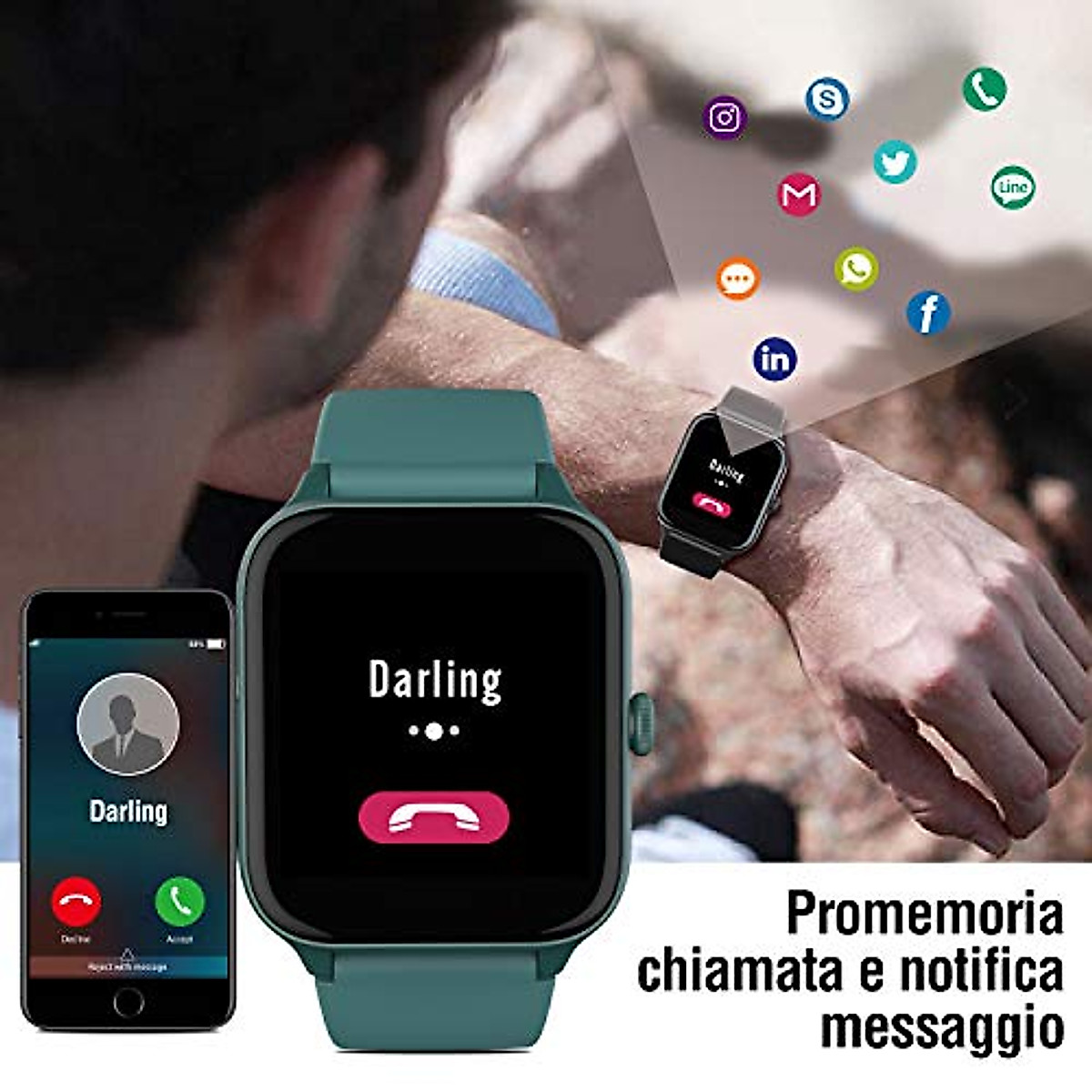 IOWODO Smart Watch, Fitness Tracker 1.55'' HD Touch Screen with Heart Rate Monitor & Sleep Tracking, 5ATM Waterproof Pedometer Smartwatch for Men Women Compatible with iPhone Android Phones