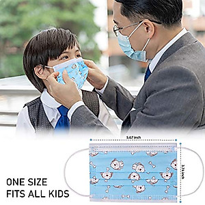 Hannah Linen Kids Disposable Face Masks - 50 Pieces Pack - 3 PLY, Breathable & Comfortable - For Daily Use - Indoor & Outdoor (50, Blue Design)