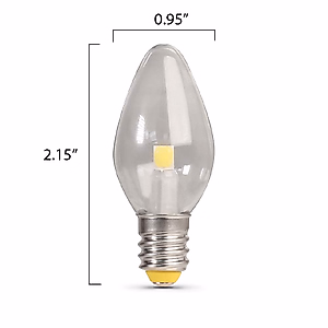 Feit Electric BP7C7/850/LED/4 0.6W 7W Equivalent 30 Lumen Candelabra Base LED C7 Night Light Bulb, 2.1" H x 0.9" D, 5000K (Daylight), 4 Piece
