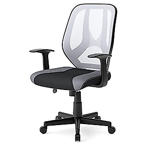 Signature Design by Ashley Beauenali Home Office Swivel Desk Chair, 25"W x 23"D x 40"H, Light Gray & Black