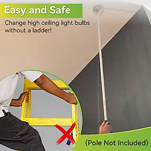 Dreyoo Light Bulb Changer for High Ceilings and Recessed Lights, Suction Cup Light Bulb Changer Compatible with DocaPole and Other Standard Threaded Extension Pole (Pole Not Included) (1 Pack)