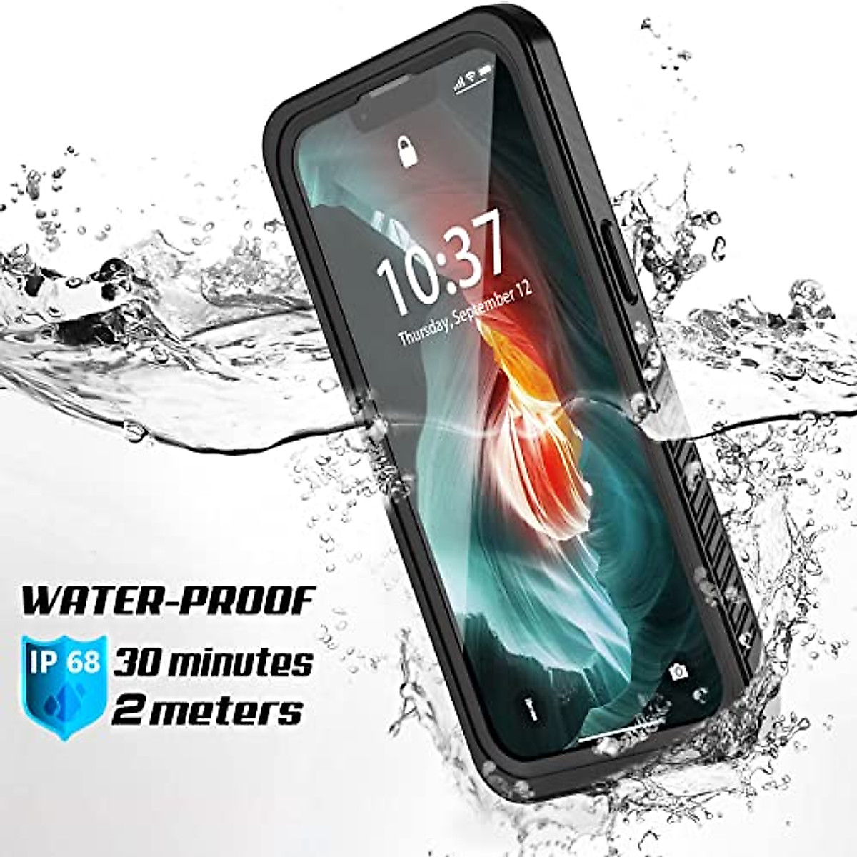 ANTSHARE for iPhone 13 Pro Max Case Waterproof, iPhone 13 Pro Max Phone Case with Built-in Lens & Screen Protector [Real 360] [IP68 Underwater] [Dropproof] Clear Case for iPhone 13 Pro Max 6.7’’,Black