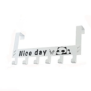 XDCHLK Hooks Over The Door 6 Hooks Hat Clothes Bag Shelf Black White No Drilling Bathroom Living Room Wall Hanger ( Color : OneColor , Size : 17.5*36cm )