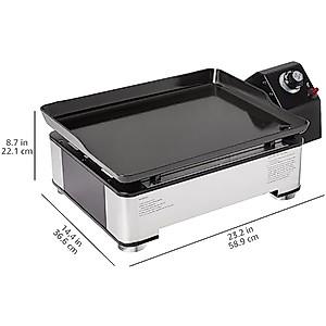 Amazon Basics Outdoor Portable 1 Burner Tabletop Gas Griddle with 18-Inch Enamel Coated Top