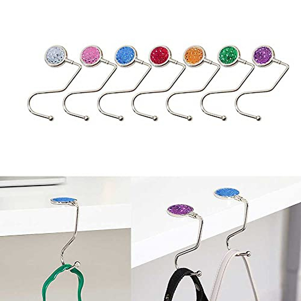 SagaSave 4Pcs Handbag Hook Table Hook Hanger Under Counter Bags Storage Desk Bag Hanger Portable for Girls Women