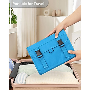 Relavel Travel Hanging Toiletry Bag for Women Men Large Capacity Makeup Bag Waterproof Cosmetic Storage Organizer Case for Bathroom Shower (Blue)