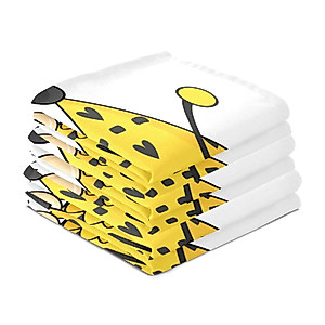 Kigai Kitchen Towels Set of 4, Cute Gnome and Sunflower Highly Absorbent Dish Towels Reusable Cleaning Cloths Washable Tea Towels Hand Towel 28 x 18 Inch