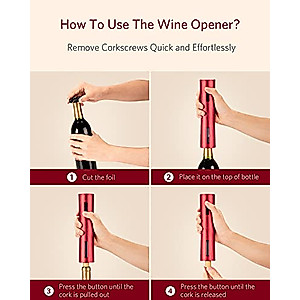 ISELECTOR 6-in-1 Cordless Electric Wine Opener Set Rechargeable Wine Bottle Corkscrew Opener with Wine Pourer, Vacuum Wine Stoppers, Foil Cutter and Wine Temperature Sensor