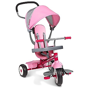 Radio Flyer Toddler Tricycle and Stroller, w/ Adjustable Seat for 9 Months to 5 Years Old, Pink