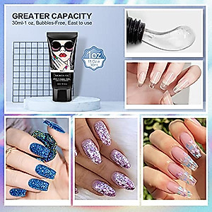 Morovan Poly Gel Nail Kit: Glitter Clear Poly Gel Nail Kit Starter Kit 18 Colors Poly Gel Nail Kit with U V Lamp DIY Poly Gel Kit with U V Light Nail Extension Kit