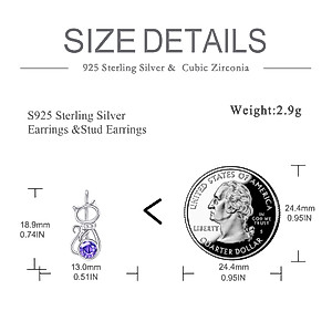 AOBOCO 925 Sterling Silver Cat Earrings for Women Purple Crystal Cat Leverback Dangle Earrings Cat Jewelry Packaged with Jewelry Box Gifts for Women Wife