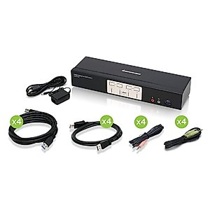 IOGEAR 4-Port DisplayPort KVMP Switch - 4K 60Hz - 2-Port USB 3.1 Hub 5Gbps - Keyboard Mouse Input - 7.1 HD Audio - Front Panel Selector - TAA Compliant - Mac/Win - GCS1934