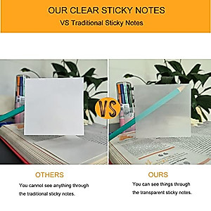 400 Sheets Kaseamu Transparent Sticky Notes 3x3 Inch, 8 Packs of Clear Sticky Notes, Waterproof Translucent Sticky Notes, Aesthetic Sticky Notes for Annotation Supplies, Office & School Supplies
