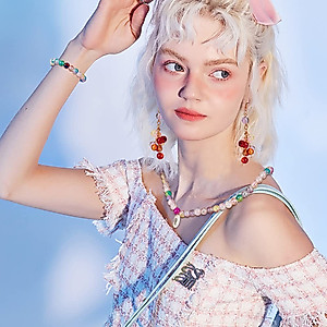 PH PandaHall 200pcs 8mm Glass Crackle Beads, 10 Color Round Beads for Jewelry Making, Bracelet Beads, Christmas Tree Ornament Beading, Mother's Day Gift