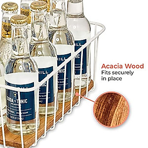 iDesign The Ría Safford Collection Pantry Wire Basket with Acacia Wood, 12" x 6" x 5"