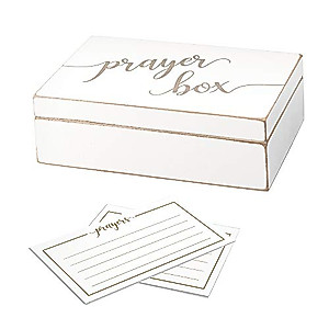 Lillian Rose White Distressed Box with Prayer Cards, 6.5", off-white (BX115)