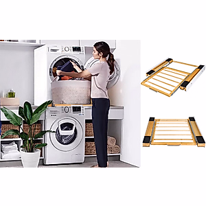 HHXRISE 24 inch Stacking Kit for Washer and Dryer, Saving Space and fixed connection frame for washing and drying machines,with pull-out laundry basket, including ratchet rope.