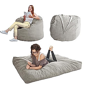 MAXYOYO Giant Bean Bag Chair Bed for Adults, Convertible Beanbag Folds from Lazy Chair to Floor Mattress Bed, Large Floor Sofa Couch, Big Sofa Bed, High-Density Foam Filling, Machine Washable