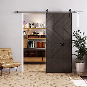 BARNER HOME 72"(Double 36") x 84" Sliding Barn Door, MDF, with Waterproof Surfac, DIY Assemble, Pre-drilled Barn Door Slab with Installation Hardware Kit, Black