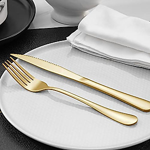 Xingjiake 12-piece Gold Steak Knives, Steak Knives Set Of 12, Stainless Steak Knives, Serrated Butter Knife, Dinner Knives Set, dishwasher safe