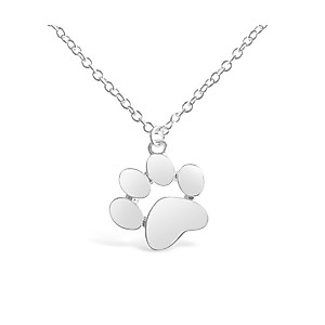 Paw Print Necklace, Paw Necklace, Dog Necklace, Dog Jewelry For Women, Dog Paw Necklace, Dog Pendant, Dog Necklaces For Women (Silver Tone)
