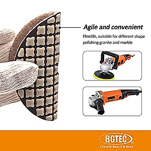 BGTEC 4 Inch Dry Diamond Polishing Pads Set,8 Pieces Pads Kit Grit 100 for Granite Marble Stone Quartz Tiles Concrete Floor Edges Countertop Polishing