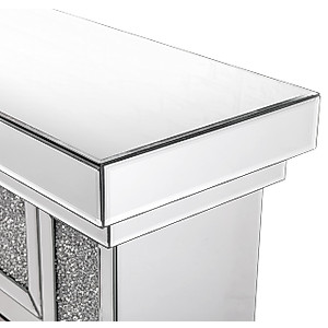 Mcltopz 47" Mirrored Electric Fireplace TV Stand, Fireplace Mantel Freestanding Heater Corner Crystal Diamond Surround Firebox w/Remote Control, Adjustable 3D Flame, 750/1500W for Living Room Bedroom