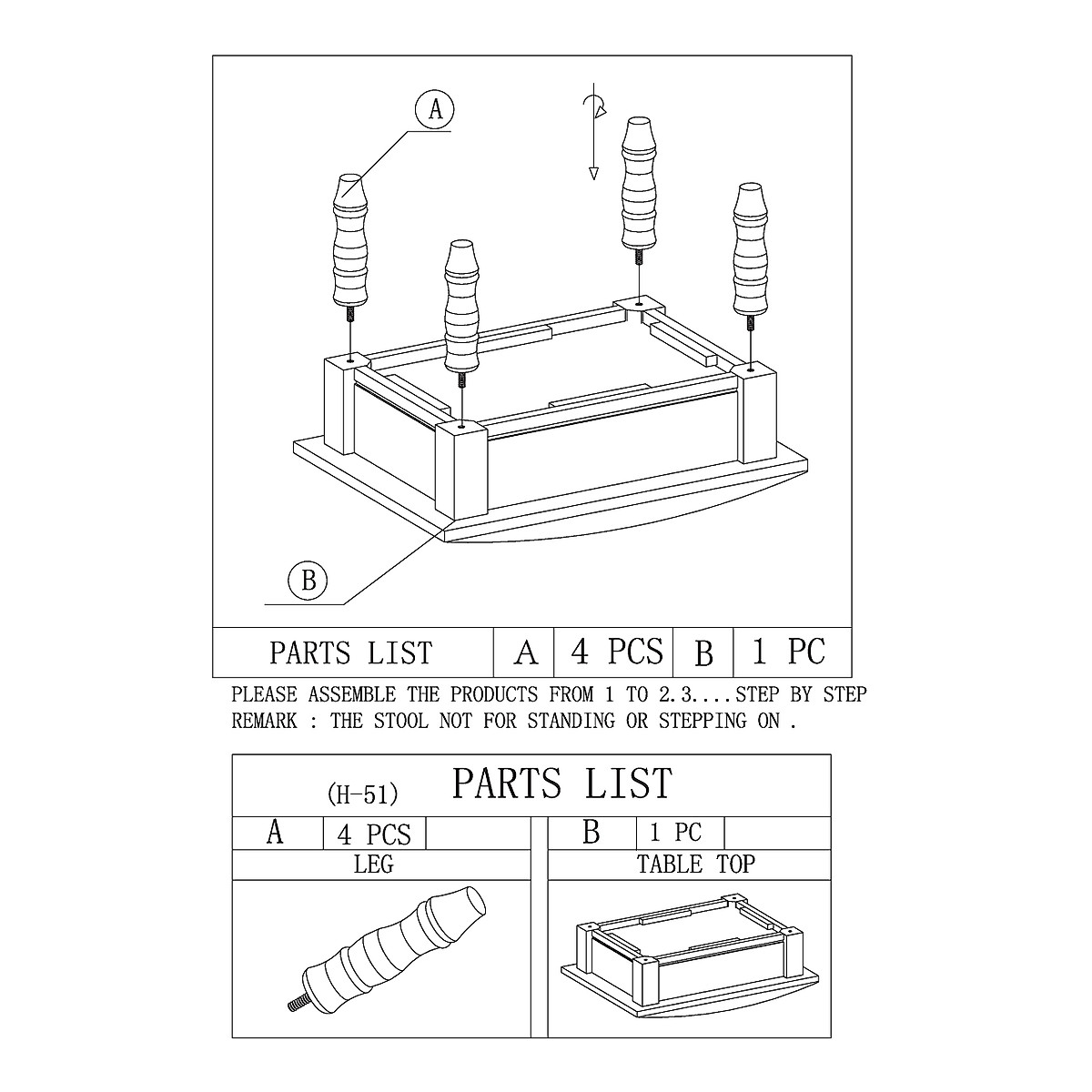 Frenchi Furniture Foot Stool, Cherry