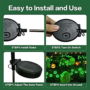 Halloween Decorations Outdoor Solar Lights, 2PACKS 12LED Green Eyeball Swaying Firefly Lights, Waterproof Solar Halloween Pathway Lights for Yard, Garden, Lawn, Lawn, Party