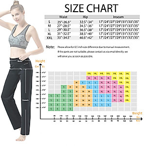 HISKYWIN 17"/23"/27"/29"/31"/33"/35" Inseam Capri/Petite/Regular/Tall Length Women's Straight Leg Yoga Pants Zip Pocket HF604-Black-M