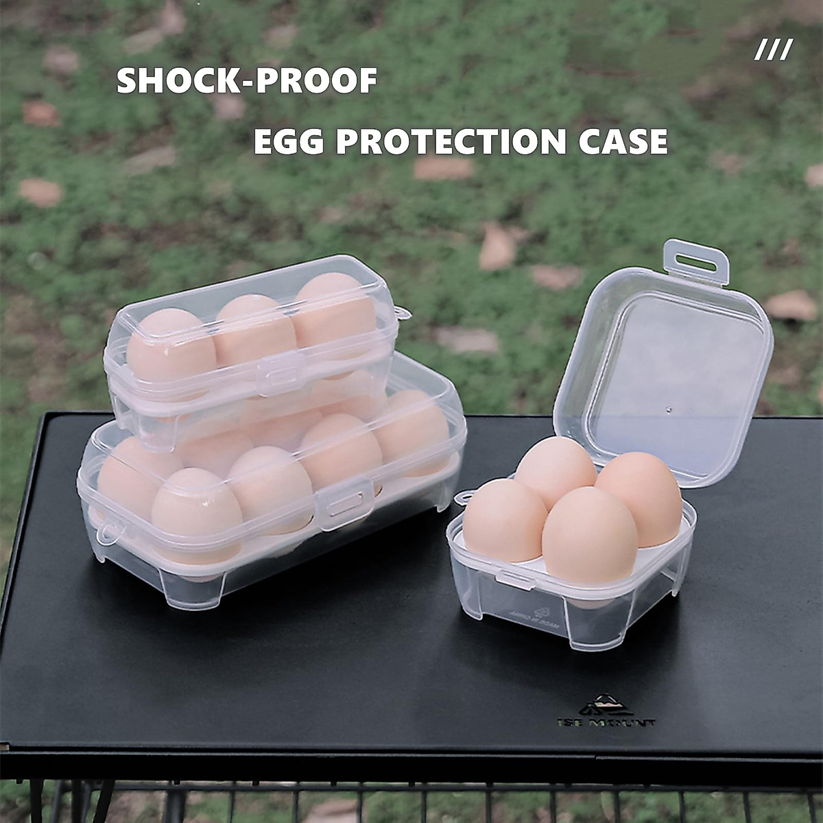 Egg Storage Box 8 Grid Portable Egg Tray Shockproof Leakproof Egg Holder Container for Refrigerator Camping Picnic Hiking, Plastic Egg Storage Box Case, White