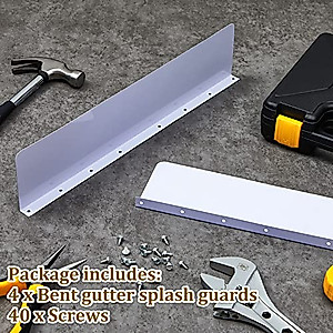 4 Pcs Gutter Valley Splash Guards Downspout Diverter Roof Rain Diverter White Roofing Gutter Guards with 40 Screws Gutters for House Residential Flat Shingle Roofs Corner (Straight)