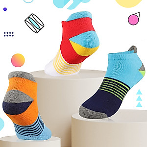 Comfoex Boys Socks 4-6 6-8 8-10 Years Old Ankle Athletic Cotton Socks For Kids Short Half Cushioned Socks 6 Pairs
