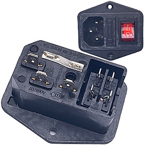 CESS AC Power Socket Inlet Module, 4 Pack, 10A 250V, Male Plug with Fuse Switch