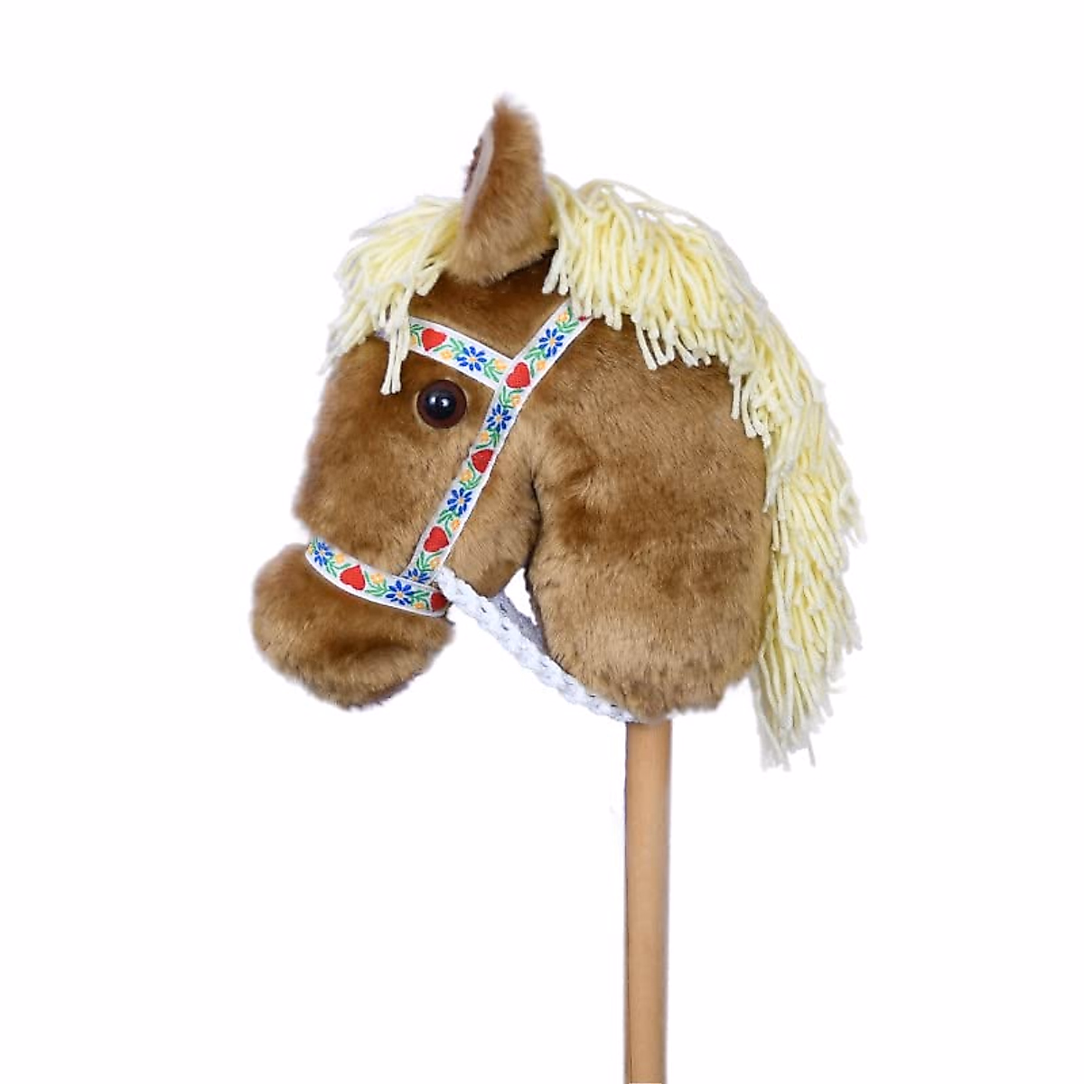 Prairie Ponies Stick Horse - Hobby Horse - Stick Pony (Palomino with White Heart Folk Halter)