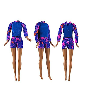 E-TING 5 Sets Beach Bikini Swimsuit Bathing Doll Clothes One-Piece Swimwear with 5 Pairs Shoes + 5PCS Swim Ring Summer Fun Swimming Pool Float Raft Lilo Lifebuoy for 11.5 inch Girl Dolls