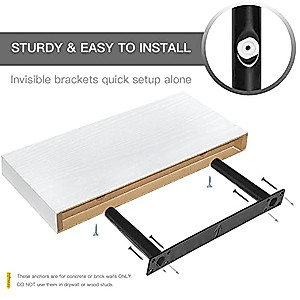 QEEIG White Floating Shelves Bathroom Decor- Wall Mounted Shelf Bedroom Modern Small 15 inch Set of 3