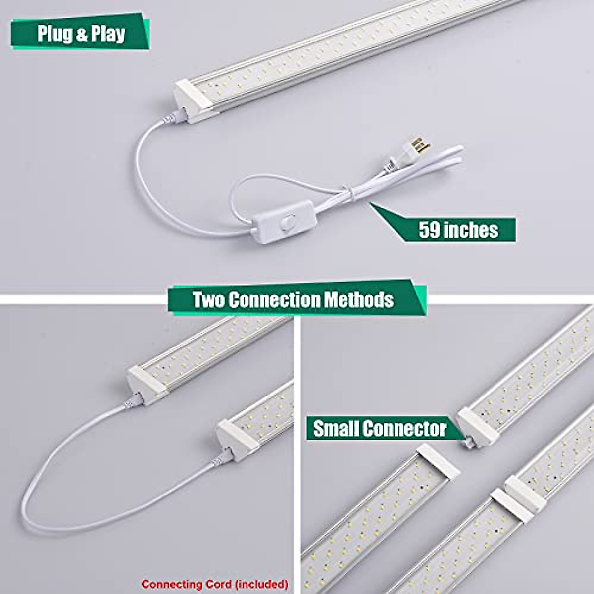 6 Pack LED Shop Light 2FT 30W, 4350LM 5000K Utility Shop Light for Garage, Linkable Daylight White Shop Lights, High Output Garage Light, Ceiling Light Fixture, LED Tube Light, Under Cabinet Light