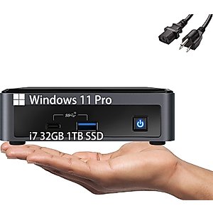 Intel NUC 10 Mini Performance Kit (32GB RAM, 1TB SSD, Core i7-10710U, UHD Graphics) Booksize Business Home Gaming PC Desktop, RJ45, Wi-Fi 6, 3-YR Warranty, IST Cable, Win 11 Pro, BXNUC10I7FNKN1