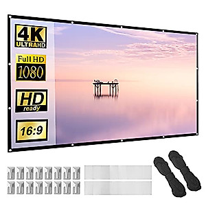 Projector Screen, 120 inch Portable Foldable Projection Screen 16:9 HD 4K Indoor Outdoor Projector Movies Screen with Carrying Bag for Home Theater Camping and Recreational Events
