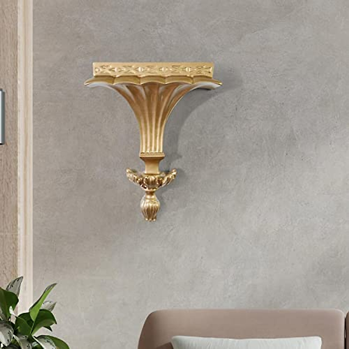 Gralara Wall Mounted Floating Shelves, Flower Pot Stand, Wall Organizer Shelf for Living Room Decoration, Aureate