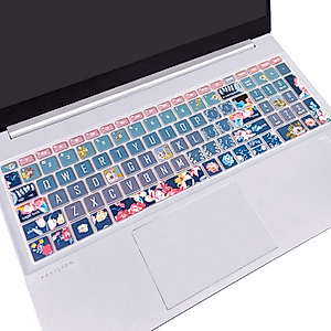Sanfulin Silicone Keyboard Cover for 15.6 HP Pavilion & HP Laptop 15-eg 15t-eg 15-eh 15-er Series, HP Laptop 17 17-cn 17-cp 17z-cp Series, Red Flower