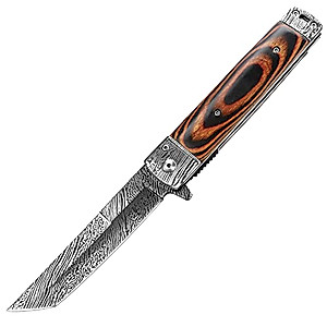 URiver Pocket Knife,G10 handle, With Pocket clip,Material Sharp Satin Blade, Great for Paring, Brown