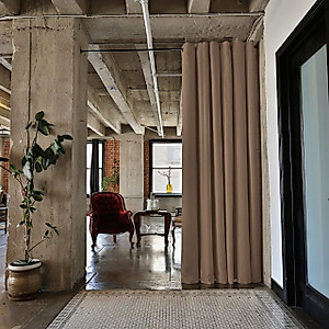 Room/Dividers/Now Tension Rod Room Divider Curtain Kit - Large A, 8ft Tall x 6ft 8in - 9ft 6in Wide (Mocha) | Premium Curtains for Room Partition, Create Privacy, Blackout, Noise Reduction