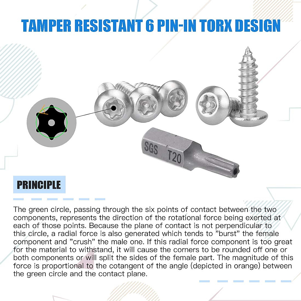 Glarks 51Pcs #8 x 1/2'' Button Head Torx Security Sheet Metal Screws Stainless Steel Tamper Resistant Screws Set with T20 Bit (50pcs #8 x 1/2'')