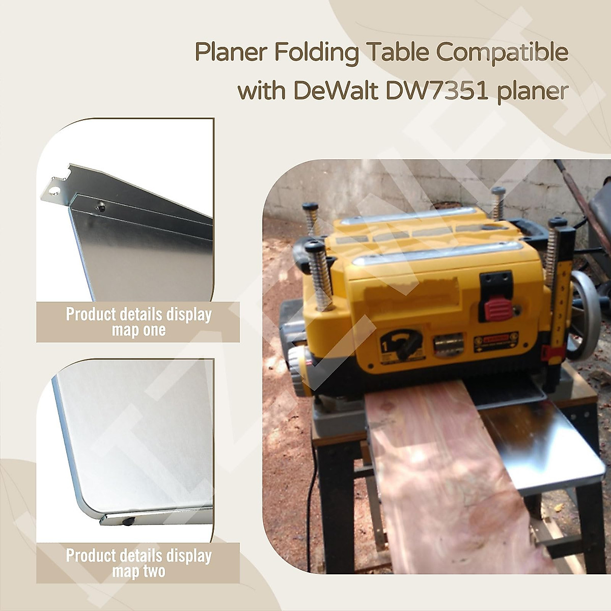 DW7351 13" Planer Folding Table Accessory Set of 2 - Offers Additional 9-Inch Support on Each Side for Enhanced Stability, Compatible with DEWALT DW735 Planer, Includes 5140008-16 Replacement Hardware