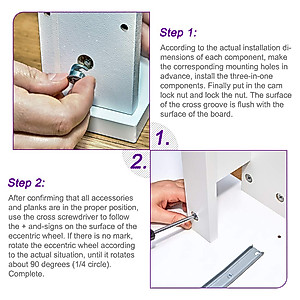 Furniture Cabinet Connector or Desk Top Fastener Hardware Nuts Dowel Bolts Screw with Fluted Wood Dowel Pins,for Wardrobe Door Movers Broke Repair Replacement Locking Connecting 100 Pack(25 Set)
