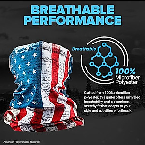 S A - 1 UV Face Shield - Whiteout American Flag - Multipurpose Neck Gaiter, Balaclava, Elastic Face Mask for Men and Women