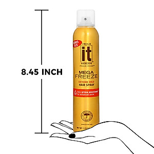 IT Haircare MEGA Freeze Extreme Hold Hair Spray | 7.75 Oz. | Vitamin B5 & Hydrolyzed Wheat Protein | Humidity Resistant | Optical Brighteners for Enhanced Shine | 24 Hour Hold Fast-Dry